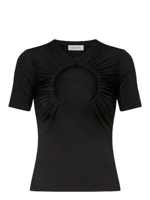 MARINE SERRE Moon-motif Gathered T-shirt - Black