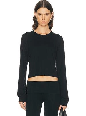 Eterne Long Sleeve Boxy Tee - Black