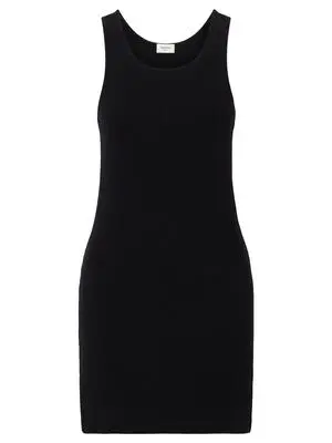 Saint Laurent Ribbed Cotton Mini Dress - Black