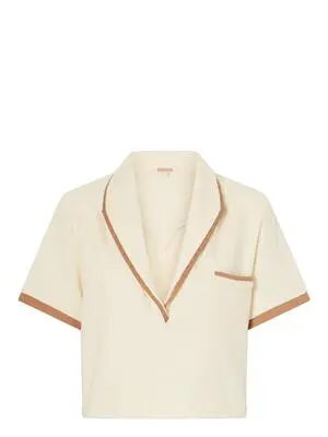 Johanna Ortiz Cropped Terry Shirt With Contrast Trim - Neutrals