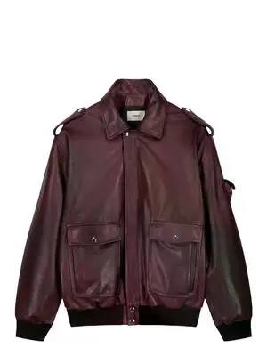 Coperni Oversized Leather Bomber Jacket - Red