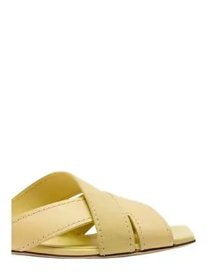 TOD'S Crossover Strap Square-toe Flat Sandals - Yellow
