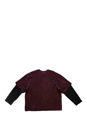 SONG FOR THE MUTE Striped Crew Neck Sweater - Red