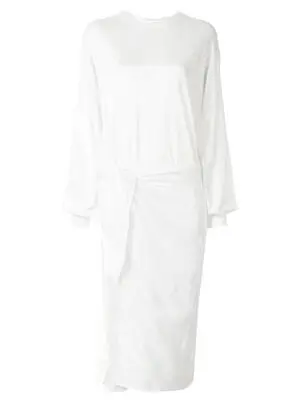 Y’s Front Tie Long-sleeved Dress - White