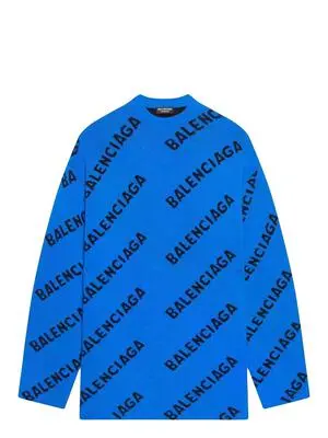Balenciaga All-over Logo Jumper - Blue
