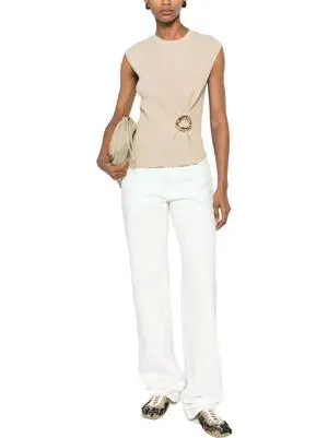 JOSEPH JOSEPH Pleated Ring-Detail Sleeveless Top Neutrals