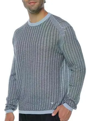 Emporio Armani Textured Knit Raglan Sleeve Sweater - Blue