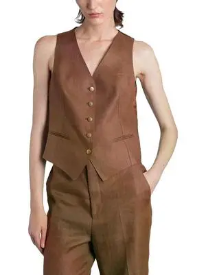 Tagliatore Gail V-neck Button-down Gilet - Brown