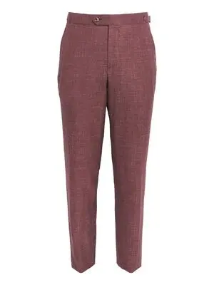 Isaia Tailored Wool-cashmere-silk-linen Trousers - Red