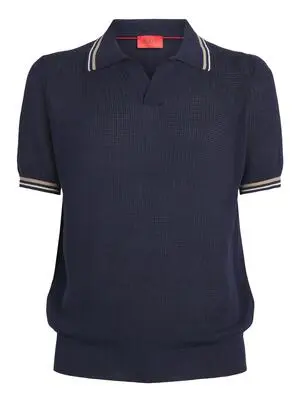 Isaia Silk-linen Polo Shirt - Blue