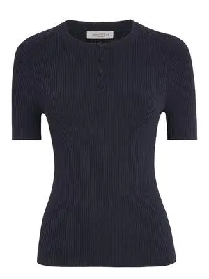 LAFAYETTE 148 NEW YORK Lafayette 148 Rib-Knit Henley Top
