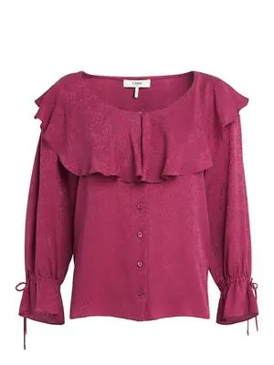CHLOÉ Chloé Silk Ruffle Blouse With Pearl-Tipped Ties