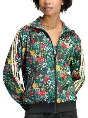 Adidas X Liberty London Floral-print Zip-up Sweatshirt - Black