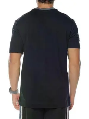 Emporio Armani Logo-embroidered Striped-trim T-shirt - Blue