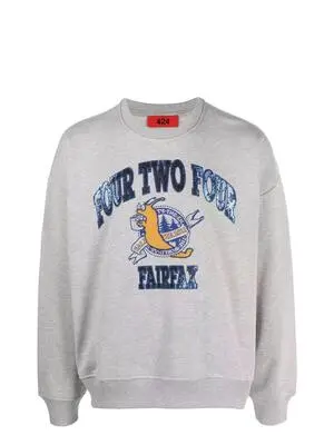 424 Embroidered Varsity-style Sweatshirt - Grey