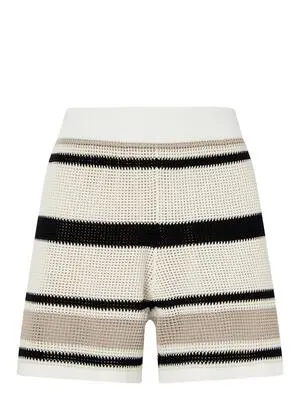Brunello Cucinelli Striped Open-knit Cotton Shorts - Multi