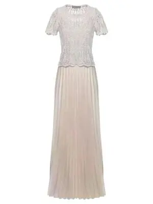 D.exterior Crochet-knit Pleated Maxi Dress - Pink