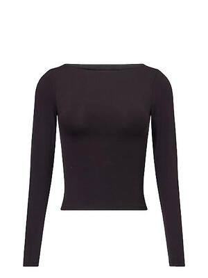 TALA Boat Neck Long Sleeve Top - Shadow Black