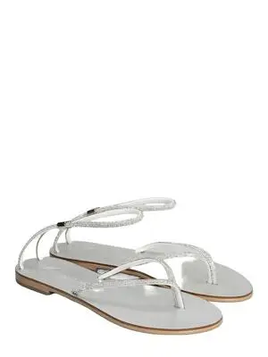 NICOLAS LAINAS Crystal-embellished Flat Sandals - Silver