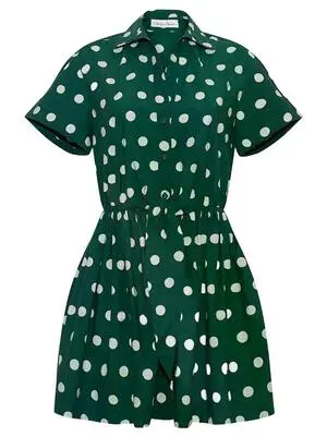 Cara Cara Asbury Polka-dot Mini Dress - Green