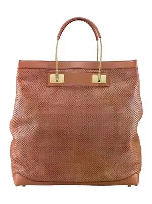 Tyler Ellis Shah Perforated Leather Tote Bag - Brown