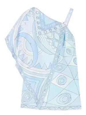 Emilio Pucci Asymmetrical Silk Dress With Occhi And Vivara Print - Blue