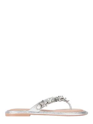 Carvela Marina Faux-leather Flat Sandals With Embellishments - Silver