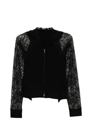 LIMI FEU Lace-panelled Zip-up Hoodie - Black