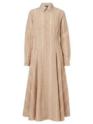 Polo Ralph Lauren Striped Cotton Shirt Dress - Beige