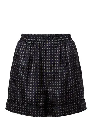 Saint Laurent Printed Silk Shorts - Blue