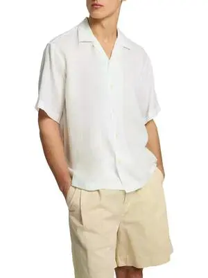 SELECTED Short-sleeved Linen Shirt - White