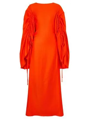 Christopher John Rogers Gathered Ramie Organza Gown - Red
