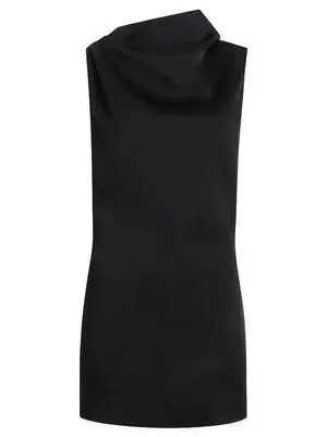 Khaite Astor Draped Neckline Mini Dress - Black
