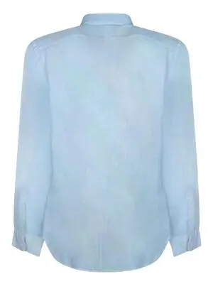 120% Lino Spread-collar Buttoned-cuff Shirt - Blue