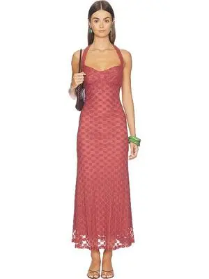 Bardot Mariko Halter Neck Midi Dress - Rust