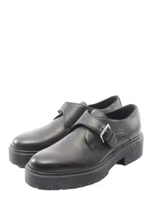 Hermès Leather Monk Strap Derby Shoes - Black