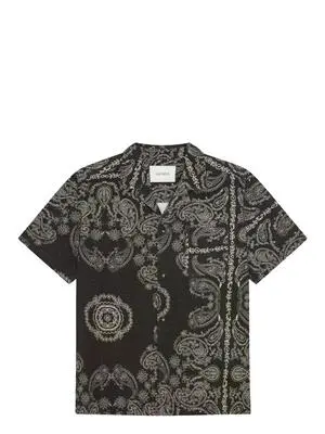 LES DEUX Paisley-print Short-sleeve Shirt - Black