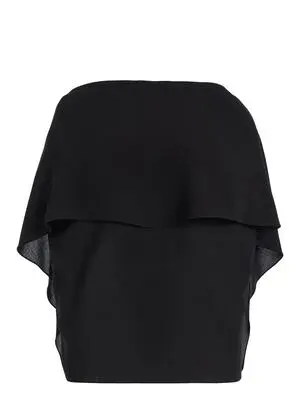Michael Kors Cape-sleeve Wool Crepe Blouse - Black
