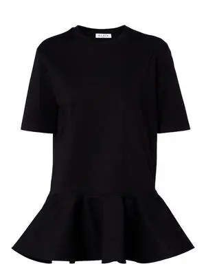 Alaïa Peplum Cotton Jersey T-shirt - Black