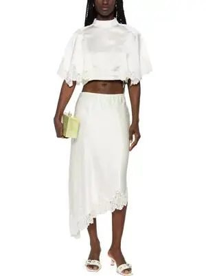 Sandro Lace-trim Cropped Top - Neutrals
