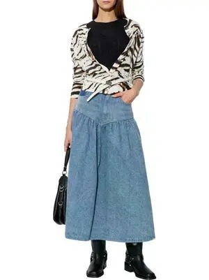 GANNI Tiger Print Embroidered Cardigan - Neutrals