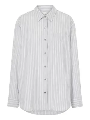 LESET Yoshi Striped Cotton-blend Shirt - Blue