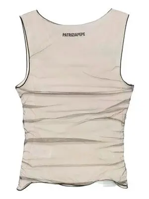 Patrizia Pepe Ruched Mesh Tank Top - Neutrals