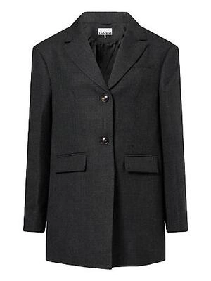 GANNI Single-breasted Wool-blend Blazer - Phantom