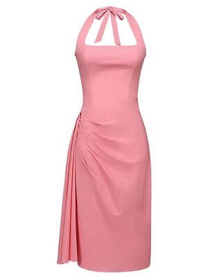 House Of Cb Tallulah Halterneck Cotton Midi Dress - Raspberry
