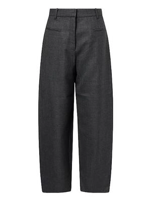 GANNI Wide-leg Wool-blend Trousers - Phantom