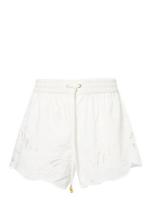Zimmermann Mahon Embroidered Cotton Shorts - Ivory