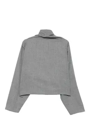Alberta Ferretti High Neck Batwing Sleeve Top - Grey