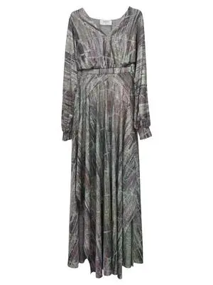 BA&SH Ba&Sh Santana Metallic Abstract Print Maxi Dress