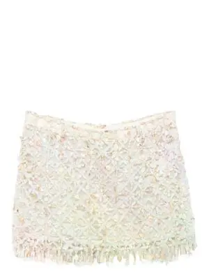 Cult Gaia Idalia Bead-embellished Midi Skirt Neutrals